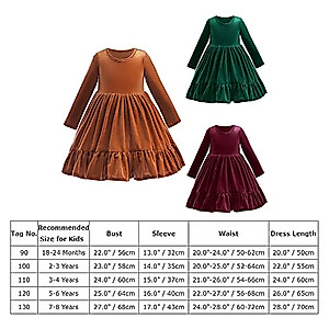 IMEKIS Christmas Dress for Toddler Girls Velvet Dress Baby Winter Pageant Party Gowns Kids Princess Long Sleeve Wedding Evening Gown Xmas Holiday Thanksgiving Birthday Fall Outfit Burgundy 5-6X
