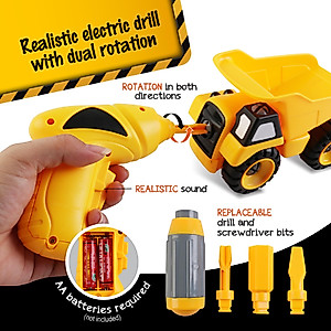 Tool Set with Electronic Toy Drill, Pretend Play for Toddlers, Construction Kits for Kids Ages 3-5 Years Old, Toddler Boy Toys (Workbench)