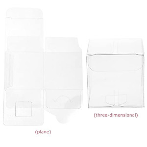 Cabilock 50Pcs Clear Favor Boxes PVC Plastic Packing Box Transparent Gift Box Macaron Candy Cube Boxes for Wedding Party (5x5x5cm)