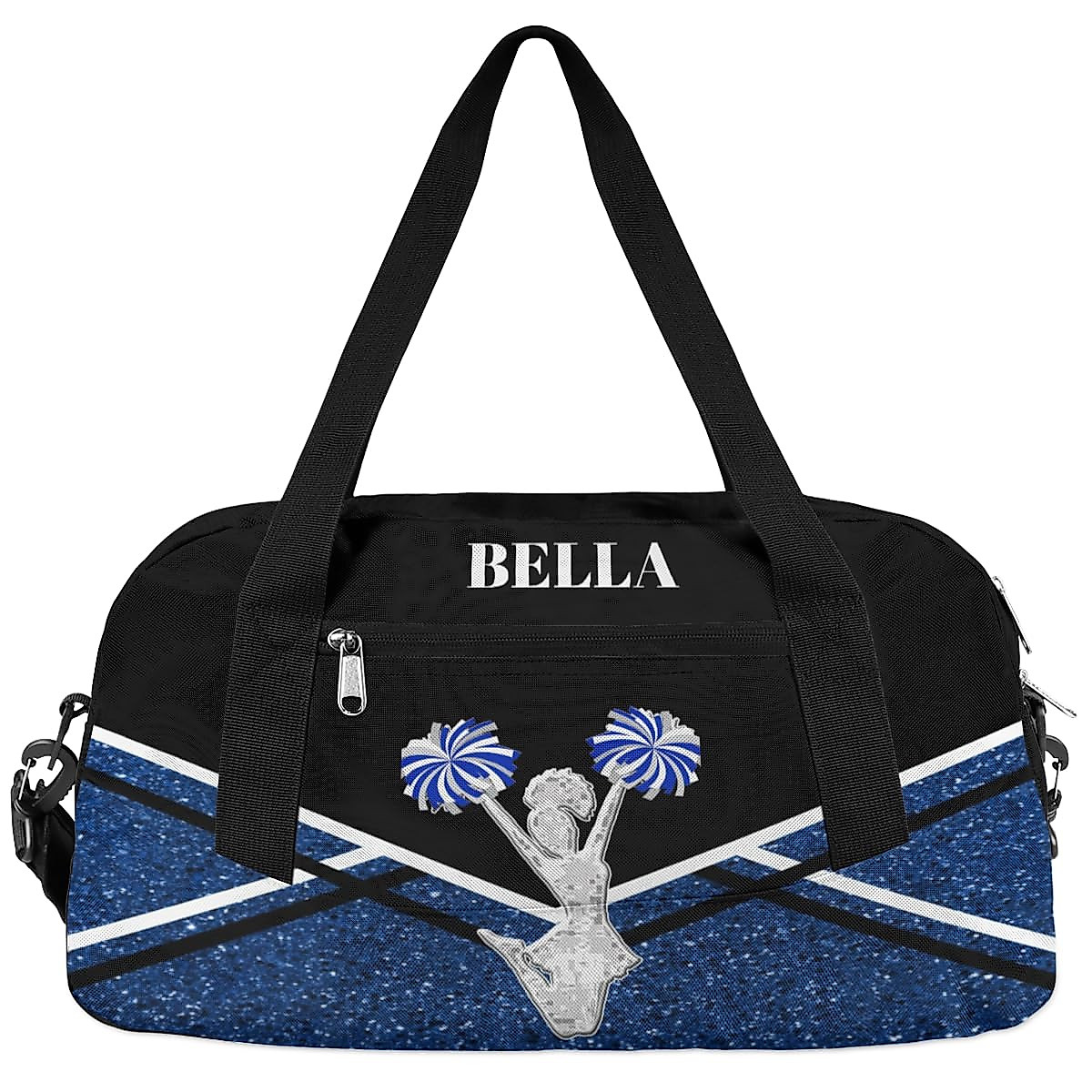 RIRIX Personalized Kids Gym Bag, Custom Sport Duffel Blue Glitter Cheer