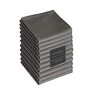 WHITEWRAP Cloth Napkins | Cotton Napkins| 18 x 18 inch Dinner Napkins Grey 12-Pack | Reusable Napkins| Highly Absorbent
