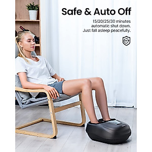 RENPHO Shiatsu Foot Massager with Heat,Electric Foot Massager for Circulation and Pain Relief with Remote,Deep Kneading,Squeezing,Size up to 12