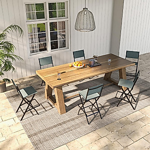 Tangkula Outdoor Barstools Set of 2, Counter Height Folding Bar Chairs with Back and Footrest, Versatile Patio Dining Chairs with Breathable Fabric & Heavy-Duty Metal Frame (2, Bluish-Grey)