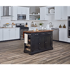 OSP Home Furnishings Country Kitchen Island, Distressed Black