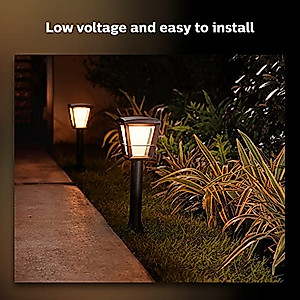 Philips Hue Econic White & Color Ambiance Outdoor Smart Pathway Light Base Kit + Light Extension + Smart Hub