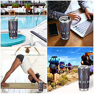 Yasala Tumbler Kokopelli Gecko Cacti Sun Fertility Blue Orange Insulated Coffee Cup Driver Beverage Container Office Travel Mug with Straw and Lid 20oz Back to School Gift