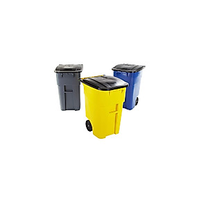 Rubbermaid Commercial Products BRUTE Rollout Heavy-Duty Wheeled Trash/Garbage Can, 50-Gallon, Gray, for Restaurants/Hospitals/Offices/Warehouses/Garage, Pack of 2