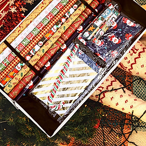 Ohuhu Wrapping Paper Storage Containers, Gift Wrap Organizer, Wrapping Paper Holder, 600D Oxford Cloth Tear-Resistant and Waterproof, 40.5'' Fits 18-24 Standers Rolls (Black)