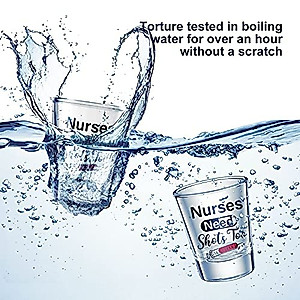 Nurse Need Shots Too, Funny Glass Gift for Women and Male Nurses Mom Sister or Friend Present for Nursing School Student Graduation Nurses Day Party 2 oz (2 Pieces,2.36 x 1.97 Inches)