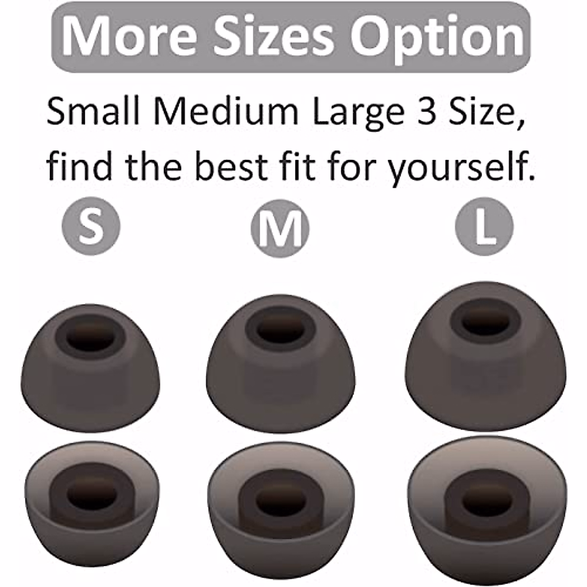 Replacement Ear Tips Compatible with Soundcore by Anker Space A40, Silicone Ear Buds Ear Cap Ear Plug Eartips Replacement for Soundcore Space A40/ Life P3i / Life A3i,3 Size 6 Pairs