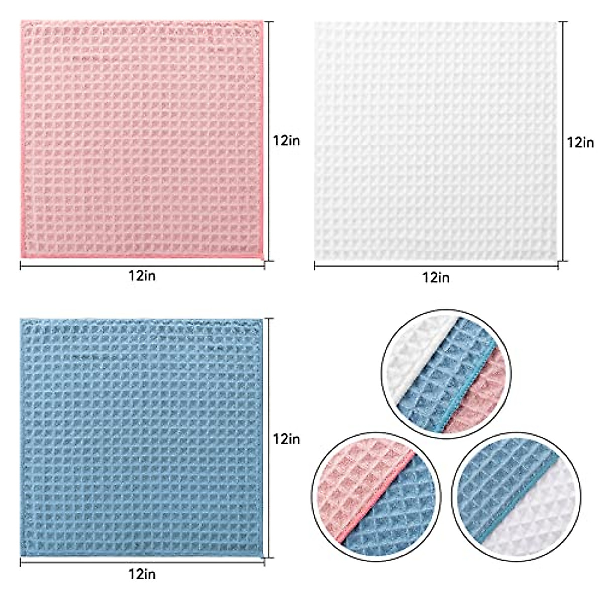 6 PC sdish Towels for Kitchen, Reusable Dish Cloths，12" x 12"Dish Towels for Washing Dishes ，Highly Absorbent Tea Towel,Premium Dish Rags_Suitable for Kitchen Bathroom and Cleaning Counters