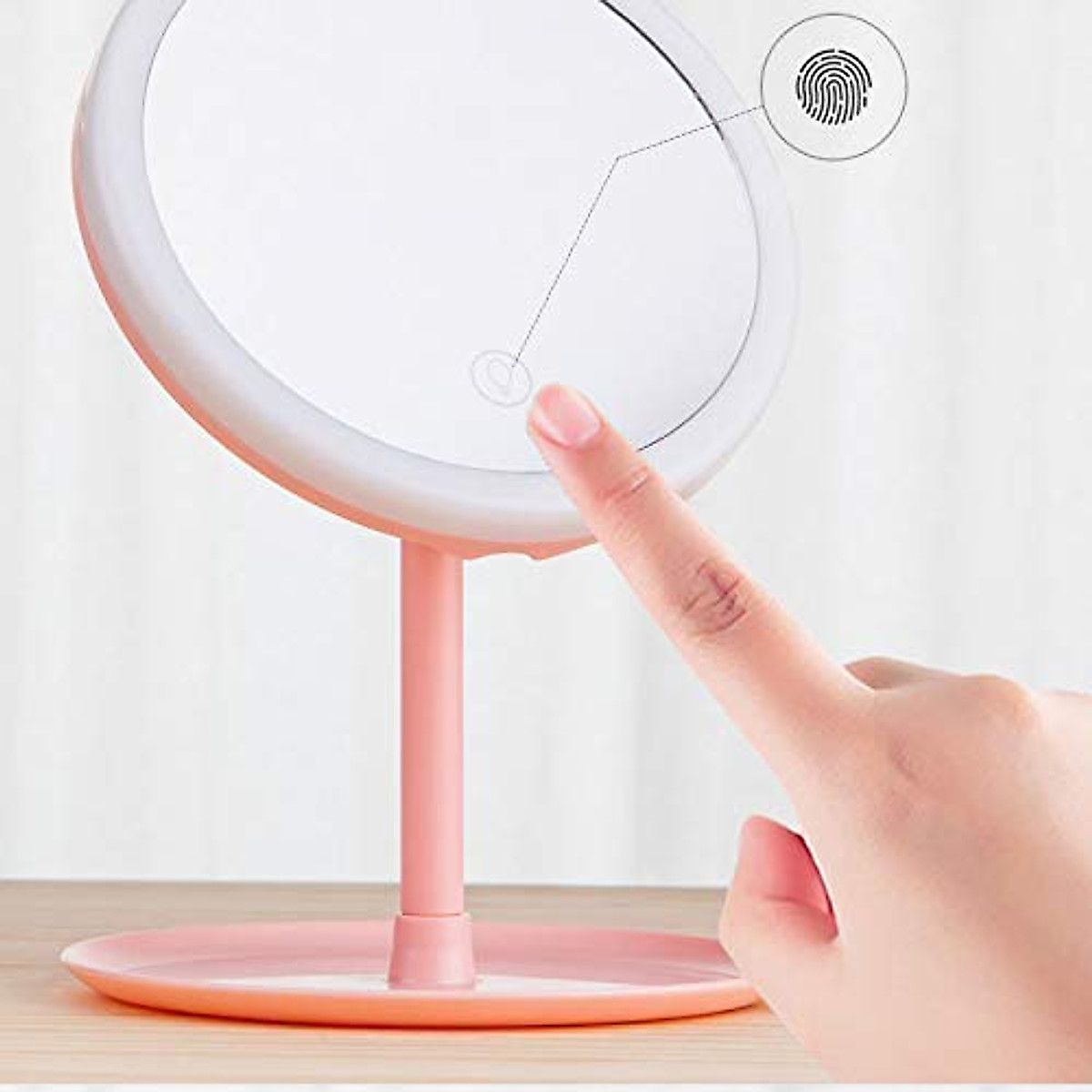 LIMEI-ZEN Lighted Makeup Mirror, 21 LED Cosmetic Mirror Touch Screen Dimming 90° Rotation with Stand Charging Vanity Mirror USB Charging with Lithium Battery Mirrors