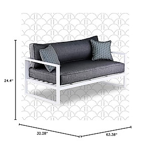 Elle Decor Paloma Outdoor Patio Furniture Collection in Weather-Resistant Metal Frame Patio, Sofa, White