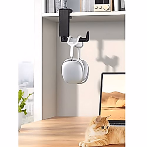 CiCiKiea Headset Headphone Stand, Headset Hanger Holder, 360 Degree Rotation Adjustable Gaming Earphone Hook Under Desk Mount Headset Clamp with Cable Organizer Clip-Black