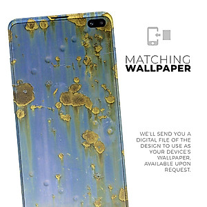 DesignSkinz Blue Metal with Gold Rust Protective Vinyl Decal Wrap Skin Cover Compatible with The Samsung Galaxy S20 (Screen Trim & Back Glass Skin)