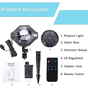 AOLOX Snowfall LED Lights Christmas Snow Rotating Projectors Lights Remote Control Waterproof Outdoor Landscape Decorative Lighting for Patio,Garden,Halloween,Christmas,Holiday,Wedding,Party