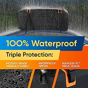 BAGMATE Waterproof Car Roof Bag - Car Rooftop Cargo Carrier Bag – 19 Cubic Ft Roof Rack Cargo Carrier, includes Anti-Slip Mat, 4 Door Hooks, Reinforced Zipper/Buckle, with or without Rack