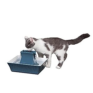 Drinkwell Pagoda Pet Fountain - From PetSafe in Knoxville, TN - Dog Water Bowl Dispenser - Multiple Angles to Drink From - Filters Included - Dog Fountain Provides Water When Power’s Out - Blue