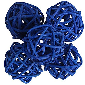 Andifany 12 pcs 3cm Rattan Wicker Ball for Garden, Wedding, Party Decoration （Royal Blue）
