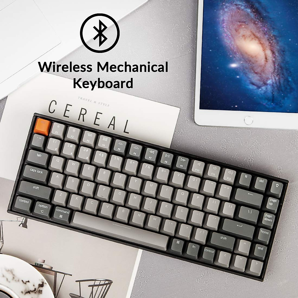 Keychron K2 75% Layout Bluetooth Mechanical Keyboard with Gateron G Pro Red Switch/White LED Backlit/Anti Ghosting/N-Key Rollover/Compact 84 Key USB C Wired Computer Keyboard for Mac Windows-Version 2