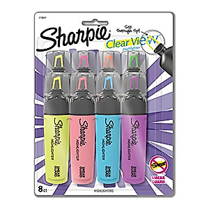SHARPIE Highlighter, Clear View Highlighter with See-Through Chisel Tip, Tank Highlighter, Assorted, 8 Count