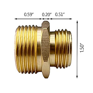 GESHATEN 3/4” GHT Male x 1” NPT Male Connector, Brass Garden Hose Fitting, Adapter, Industrial Metal Brass Garden Hose to Pipe Fittings Connect (2 Pack)