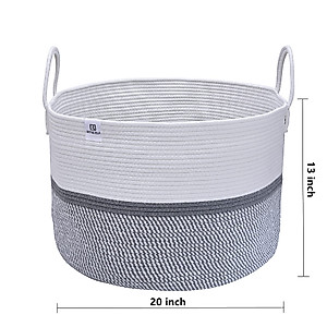 RITHLELA Cotton Rope Basket, Blanket Basket Living Room, Soft & comfortable Woven Laundry Basket, Storage for Kids/Dog Toys, Laundry, Towel, Shoes, Pillow