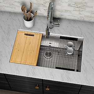 Hykolity 27-inch Undermount Workstation Kitchen Sink, 16 Gauge Single Bowl Stainless Steel Kitchen Sink Undermount with Integrated Ledge and Accessories, 27" x 19" x 9"