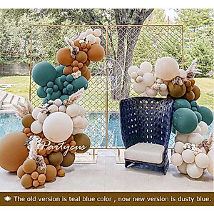 Blue Brown Tan Balloon Garland Kit Dusty Blue White Sand Dark Brown Coffee Beige Latex balloons Boho Balloon Arch for Neutral Teddy Bear Baby Shower Birthday Western Party Decoration