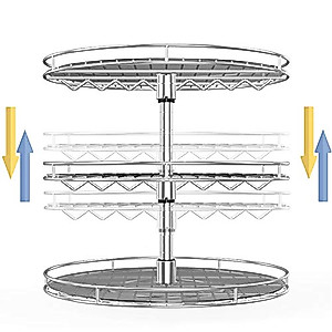 3 Tier Lazy Susan Large Shelf for Kitchen 13 inch,Tall Height Adjustable Turntable Spice Rack Spinner Cabinet Organizers and Storage,Rotating Under Sink Organizer,with PP Plastic Sheet (3 Tier)