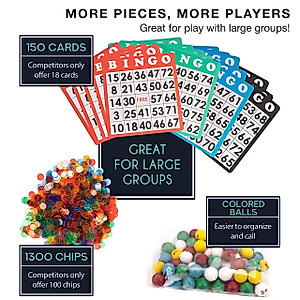 Deluxe Bingo Set with Extra Cards and Chips - Bingo Set with Game Chips, Cards, Roller Cage, Master Board, Color Balls - Classic Fun and Party Games for Seniors, Family and Kids