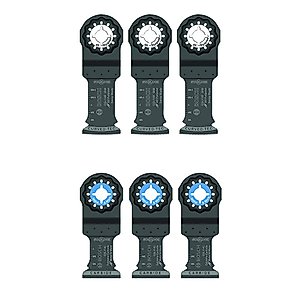 Bosch Starlock Carbide Oscillating Tool Blades for Cutting Wood with Nails, Plastic, 3-Pack and Oscillating Tool Blades for Cutting Metal, 3-Pack, Bundle (6-Pieces)