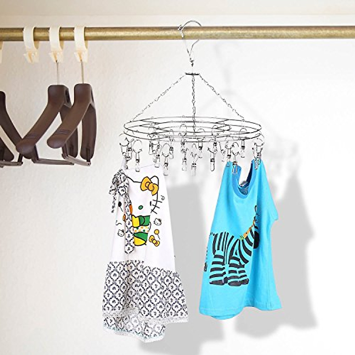 Amagoing Herb Hanging Drying Rack Laundry Drip Hanger with 20 Clips and 10 Replacement for Drying Socks, Baby Clothes, Bras, Towel, Underwear, Hat, Scarf, Pants, Gloves