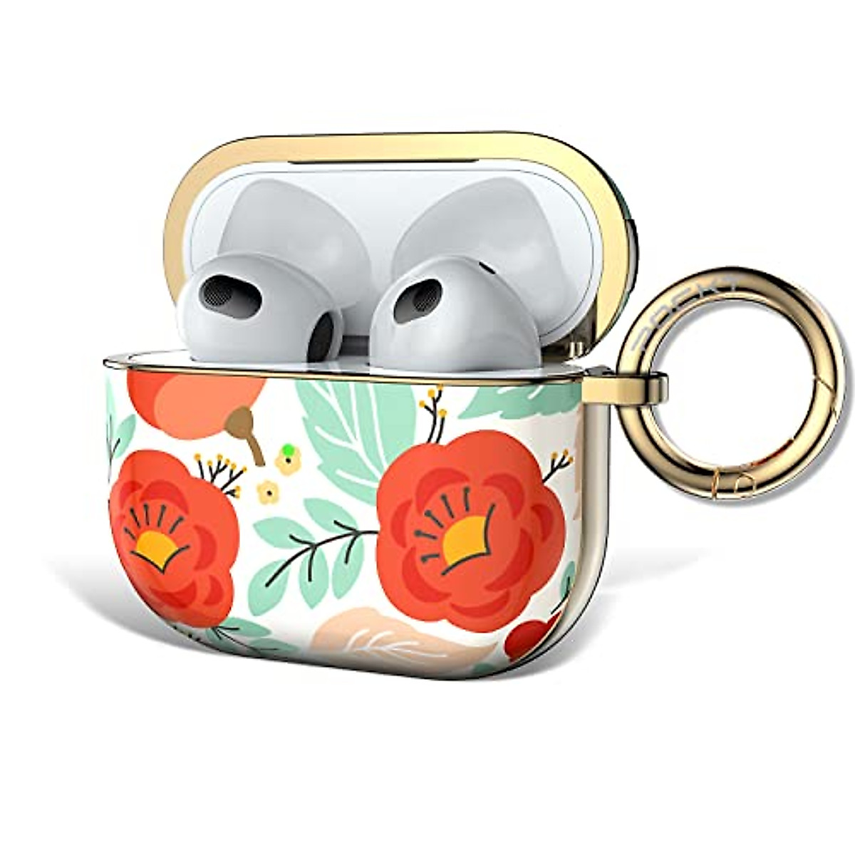 POCKT AirPods 3 Case Cover with Keychain Semi Soft Skin Cases for AirPod 3 Charging Case | Poppy