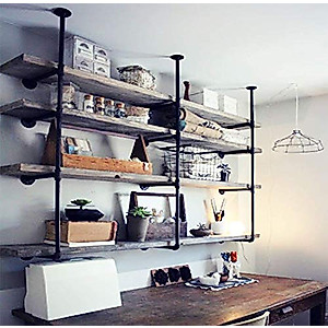 Kaler Black 5-Tier Industrial Pipe Shelves Piping Wall Bookshelf Easy to Install 68”H (3)