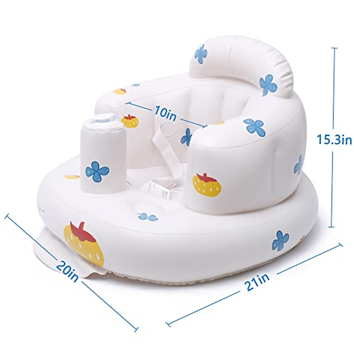 BLIRORA Inflatable Baby Floor Seat, Baby Chair for Sitting Up with Two-Point Harness Column-Shaped Airbag Sofa Support for 3-36 Month Olds, Infant Seat Built in Air Pump for Home or Travel