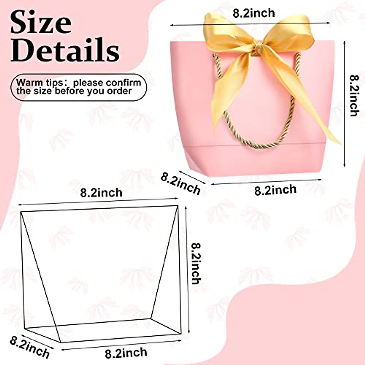 Mimorou 40 Pcs Pink Gift Bags with Handles Bow Ribbon Party Favor Bag 8.27 x 6.3 x 2.76 Inches Pink Paper Bags for Birthday Wedding Valentine's Day Bridesmaid Celebration Holiday Party Supplies