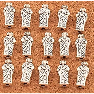 56PCS Calvas St Jude Medal Small Hole Beads Catholic Patron Saint Medal Tubes 12.6x6mm Antique Silver Spacers L1827