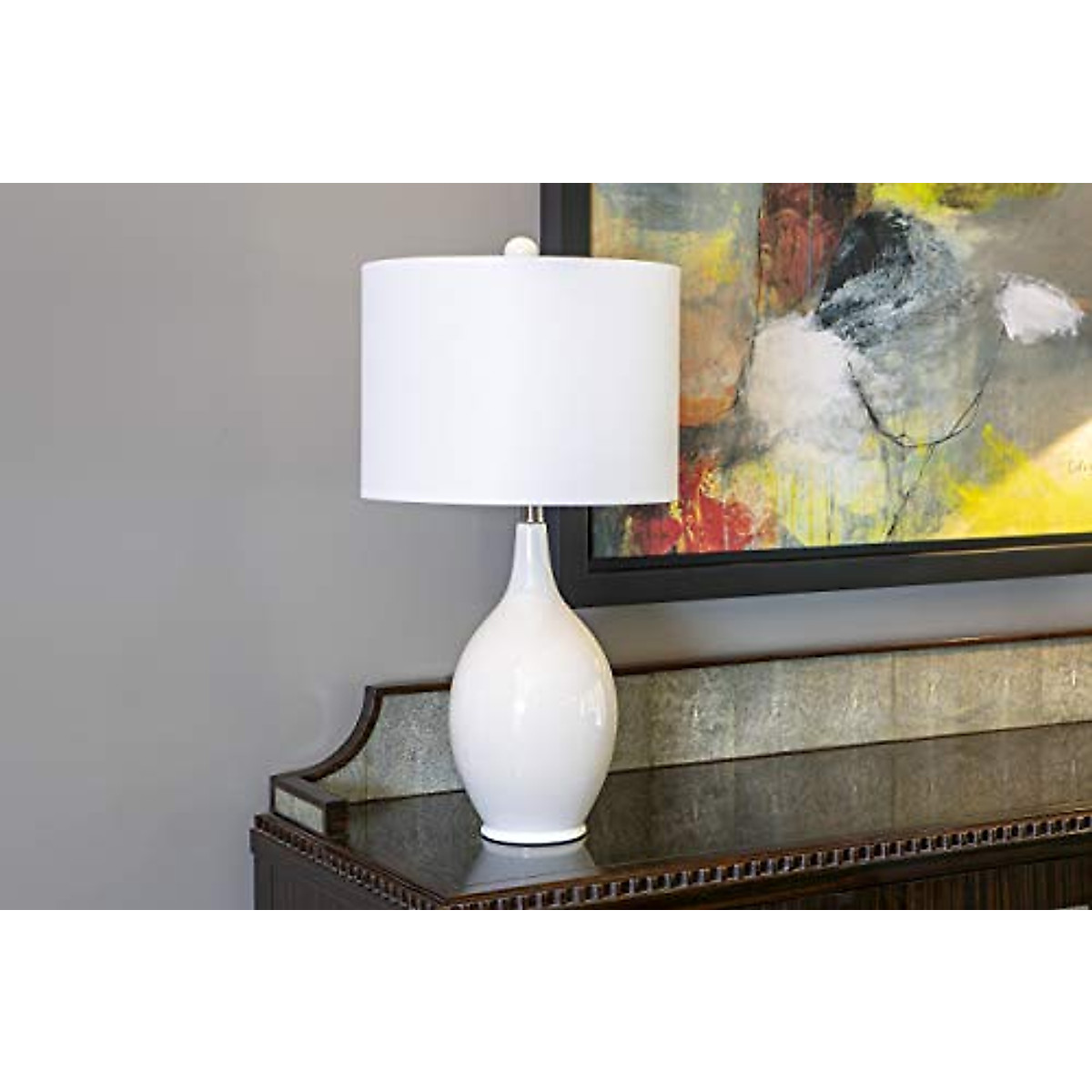 Decor Therapy TL15460 Annabelle Ceramic Table Lamp, High Gloss White