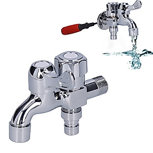 Double Use Tap Water Tap, G1/2 Male Thread Faucet Stainless Steel Double-Use Water Tap, Water Saving Faucet for Washing Machines Garden Irrigation Supplies