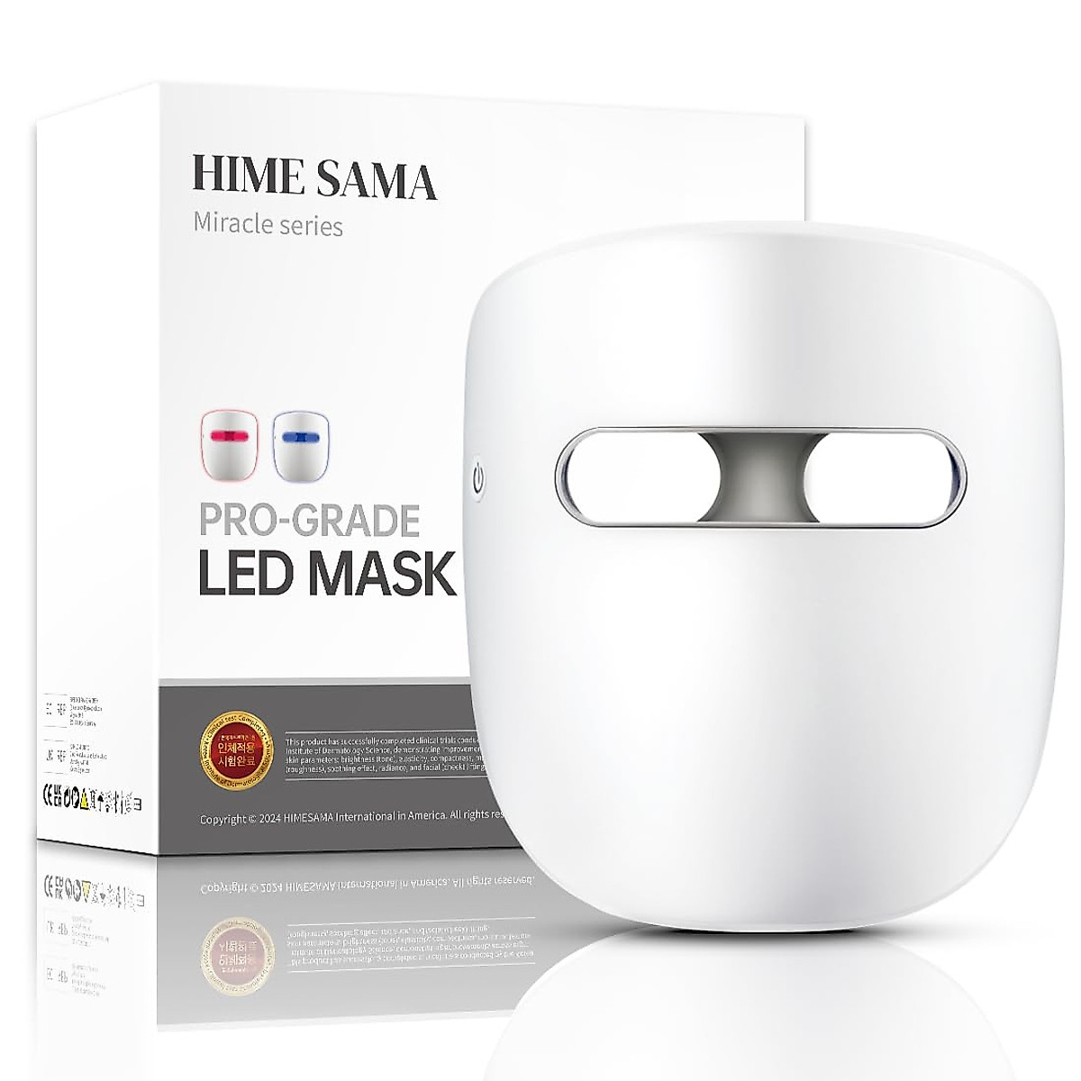 HIME SAMA Led Face Mask, Red Light Mask for Face, FSA/HSA Eligible, Infrared, Red & Blue Light Mask for Skin Care, Wrinkle Reduction, Wireless Face Mask. (Miracle STAR RB-010)