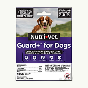 Nutri-Vet Guard+ for Dogs - Flea & Tick Prevention Treatment for Medium Dogs 23-44 lbs. - Waterproof Topical- 90 Days of Protection - 3 Monthly Doses