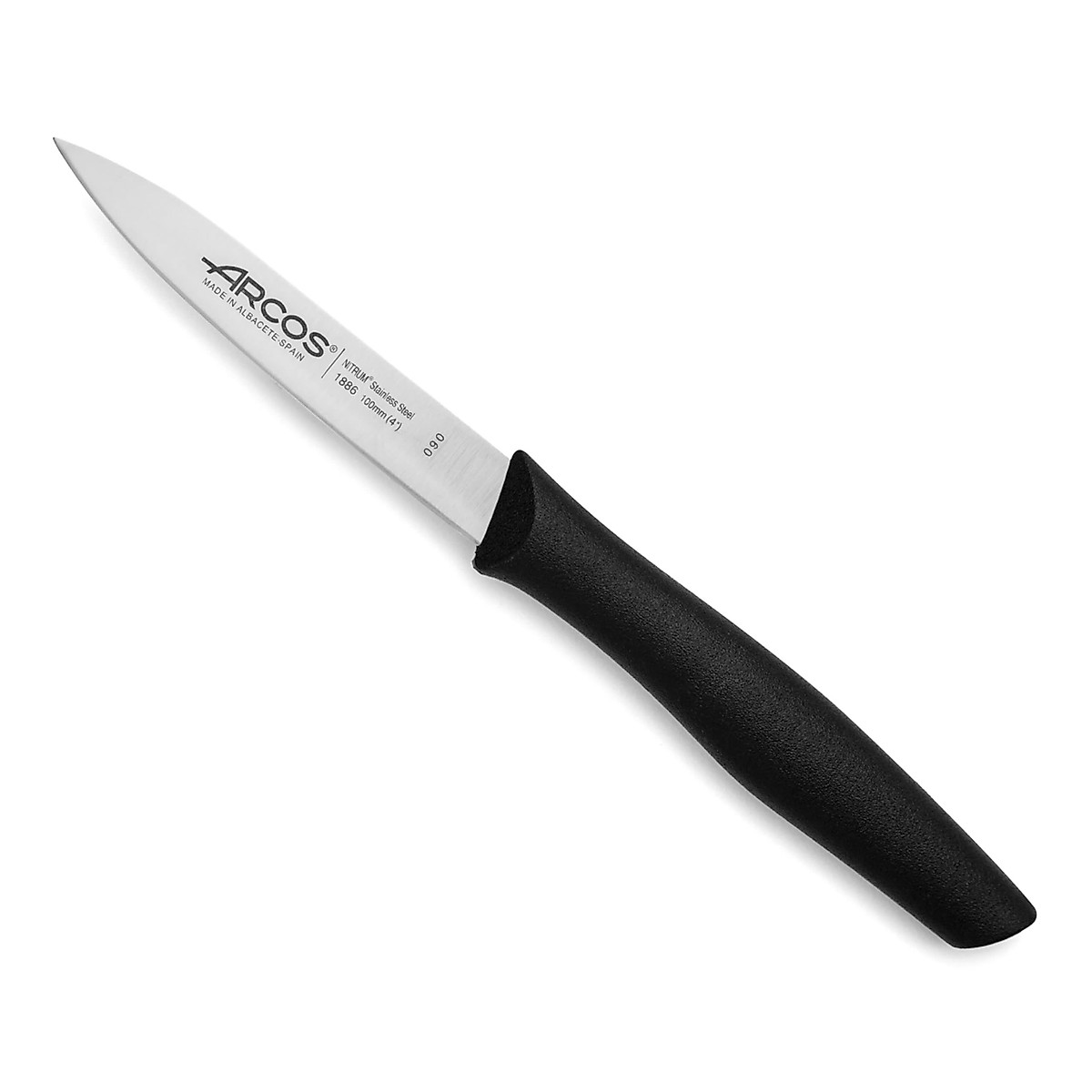 ARCOS Paring Knife 4 Inch Stainless Steel. Professional Kitchen Knife for Cut, Peel and Clean Food. Ergonomic Polyoxymethylene Handle and 100 mm Blade. Series Nova. Color Black