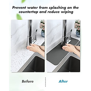Splash Guard for Sink Faucet-1 PC Super Absorbent Fast Drying Mat Sink Gadgets-Splash Guard Behind Faucet Drip Catcher for Kitchen, Bathroom,Sink Mat, Dish Drying Mat, Sponge Holder Dark Grey