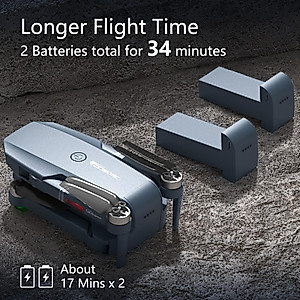 Brushless Motor Drone with Dual Camera Real 1080P WiFi RC Quadcopter Remote Control Airplanes Long Range FPV Plane Gift for Adults Kids Beginner, 2 Batteries 34 Mins Flight Time,Speed Adjustment,Waypoints,Gesture Selfie,Auto Hover