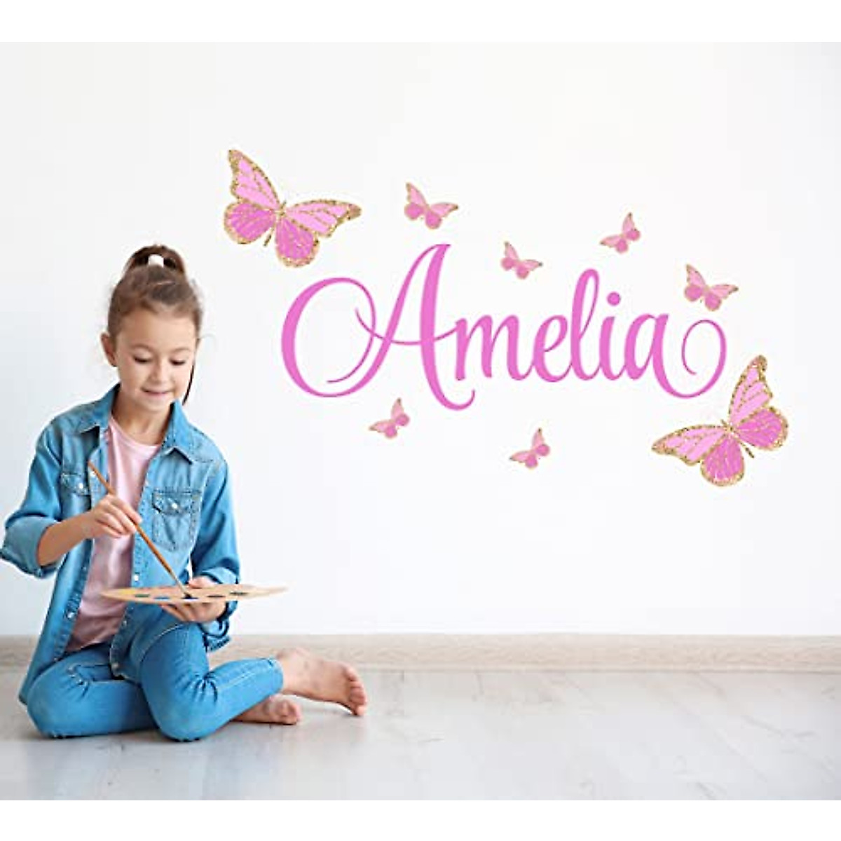 Butterfly Wall Decals - Custom Name Wall Decal – Baby Girl Wall Decor - Personalized Name Wall Decals for Girls – Kids Bedroom Nursery Decor - Butterflies Sticker