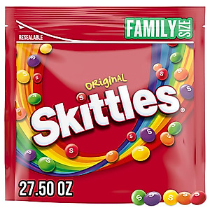 SKITTLES Original Chewy Colorful Rainbow Easter Egg Basket Candy Filler, Family Size, 27.5 Oz Resealable Bulk Bag