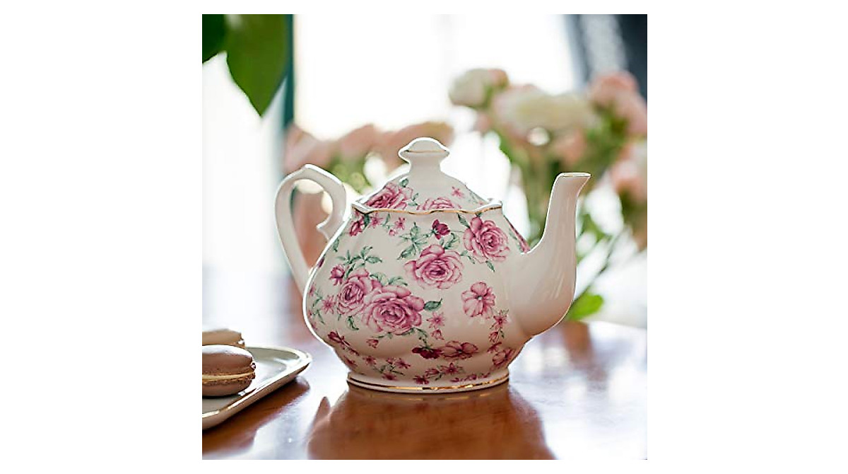 Elegant 38 oz Floral Porcelain Teapot - Perfect for Tea Parties & Gifts