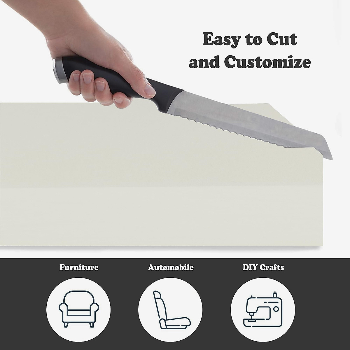 Greaton, 5” High Density Foam Only, Versatile Application Like Mattress, Cushions, RV, Sofa, Chair, Campaign, Full, White