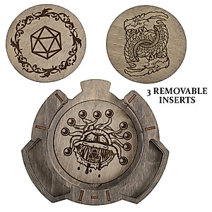 SMONEX Dice Tower Compatible with Dungeons and Dragons Board Games - Dice Tower Wood with 3 Removable Inserts - Perfect as D&D Accessories and Ideal for Other Board Games, RPG and Tabletop Games